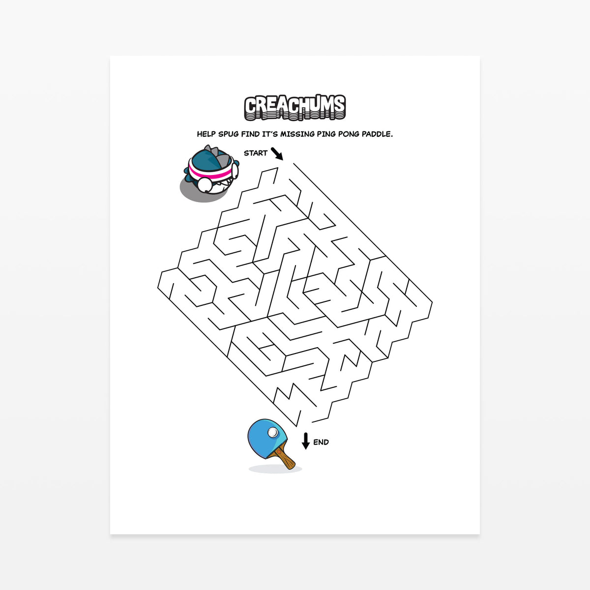 Spug Ping Pong Maze Activity Page | Creachums Puzzle Fun